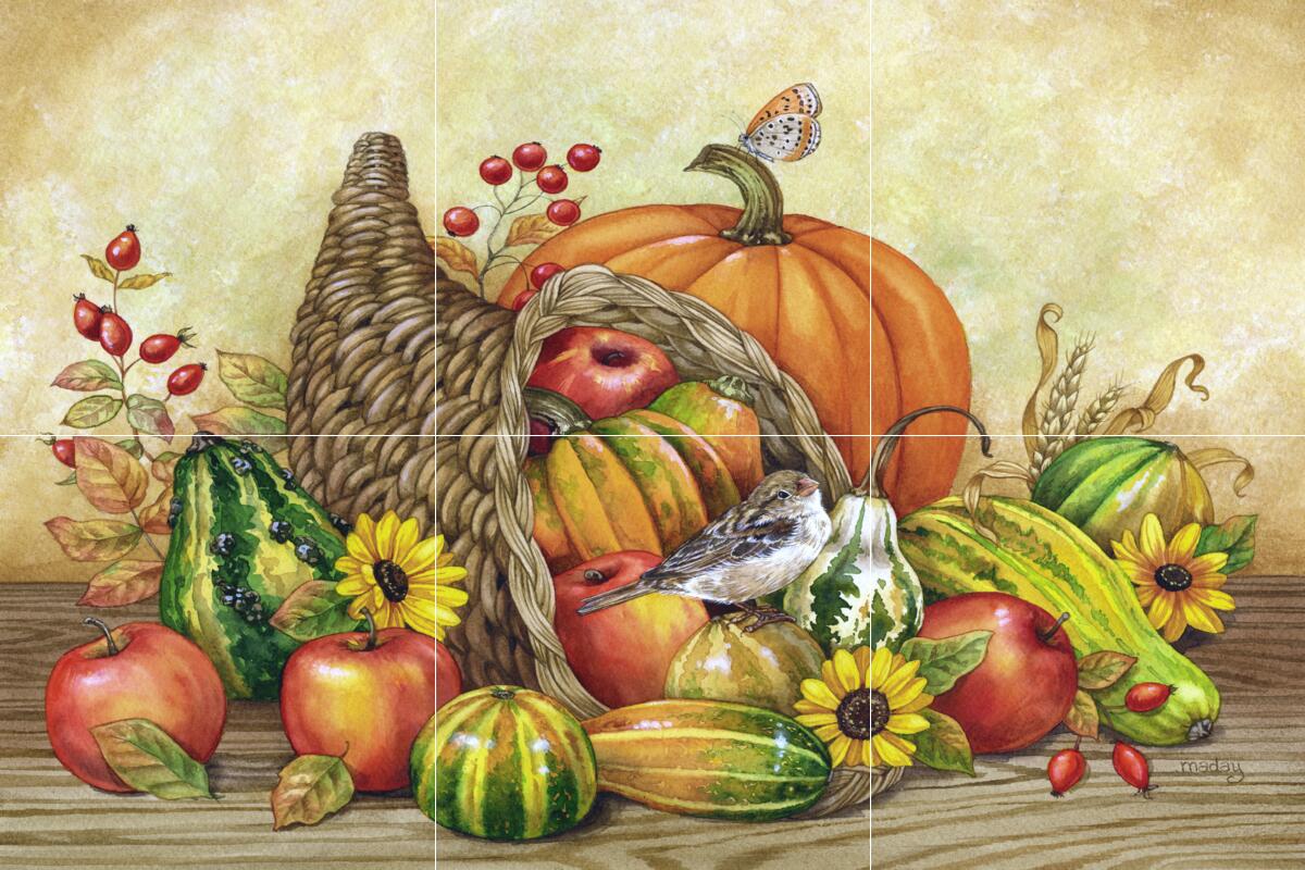 Ceramic Backsplash Tile Mural Kitchen Kitchen - Cornucopia-Autumn's ...