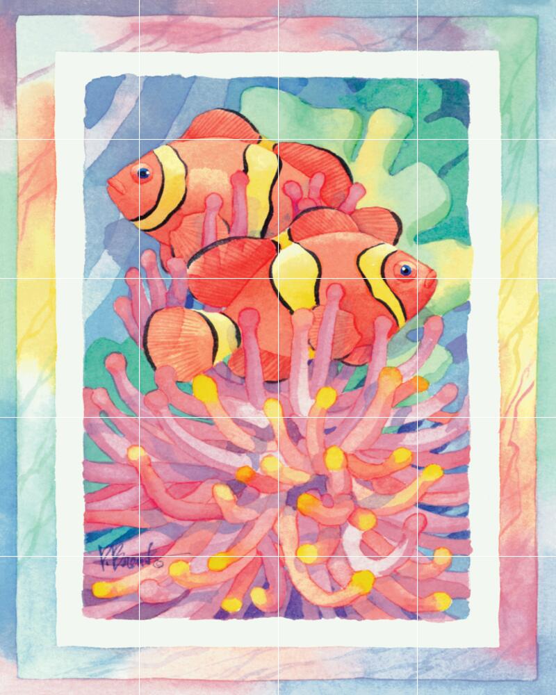Ceramic Backsplash Tile Mural Fishing Saltwater Fish - Anemone ...