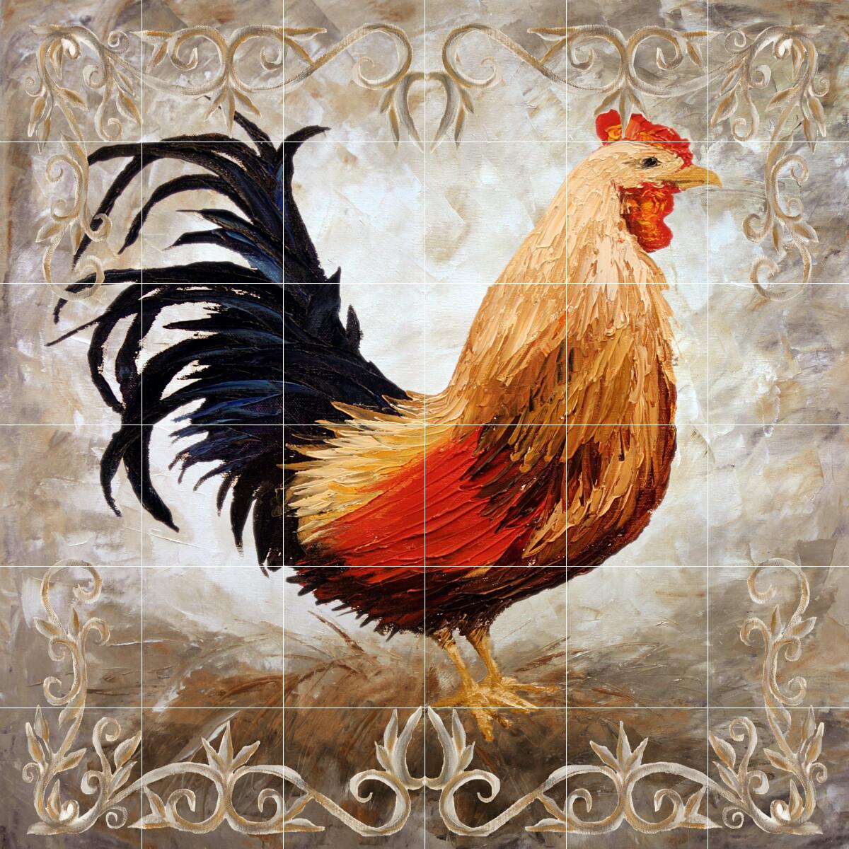 Ceramic Backsplash Tile Mural Rooster Hen Chicken Kitchen/Bathroom ...