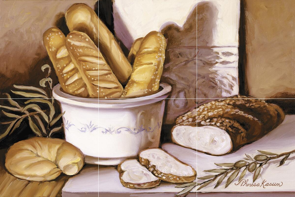 Ceramic Tile Mural Kitchen Backsplash - Bread Study - Baking - Food ...