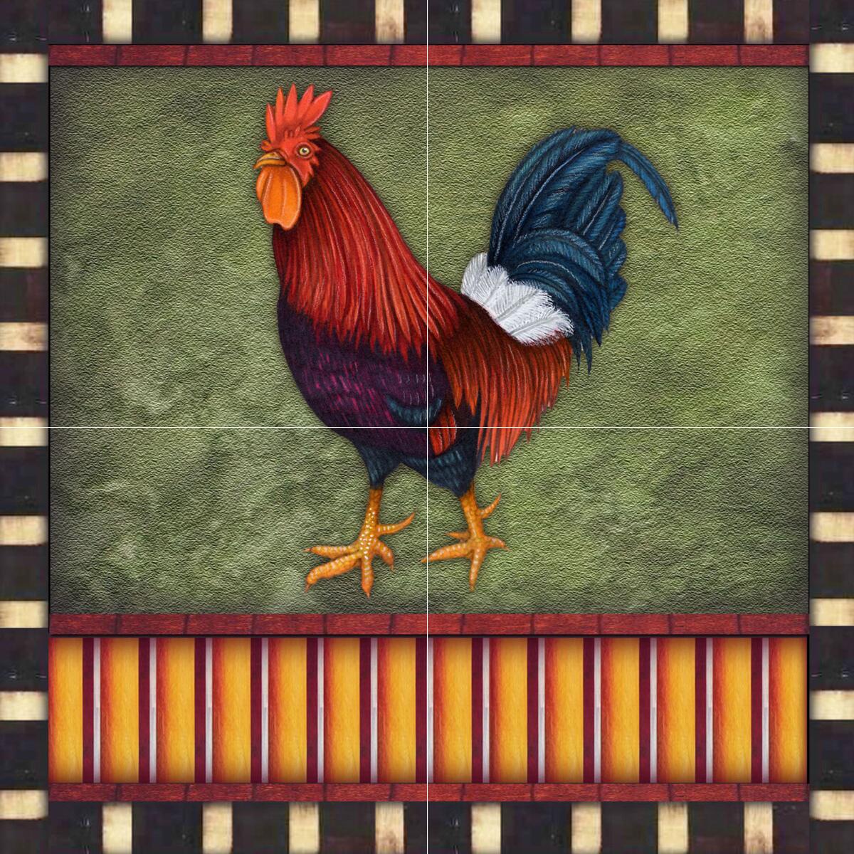 Ceramic Backsplash Tile Mural Rooster Hen Kitchen/Bathroom - Fancy ...