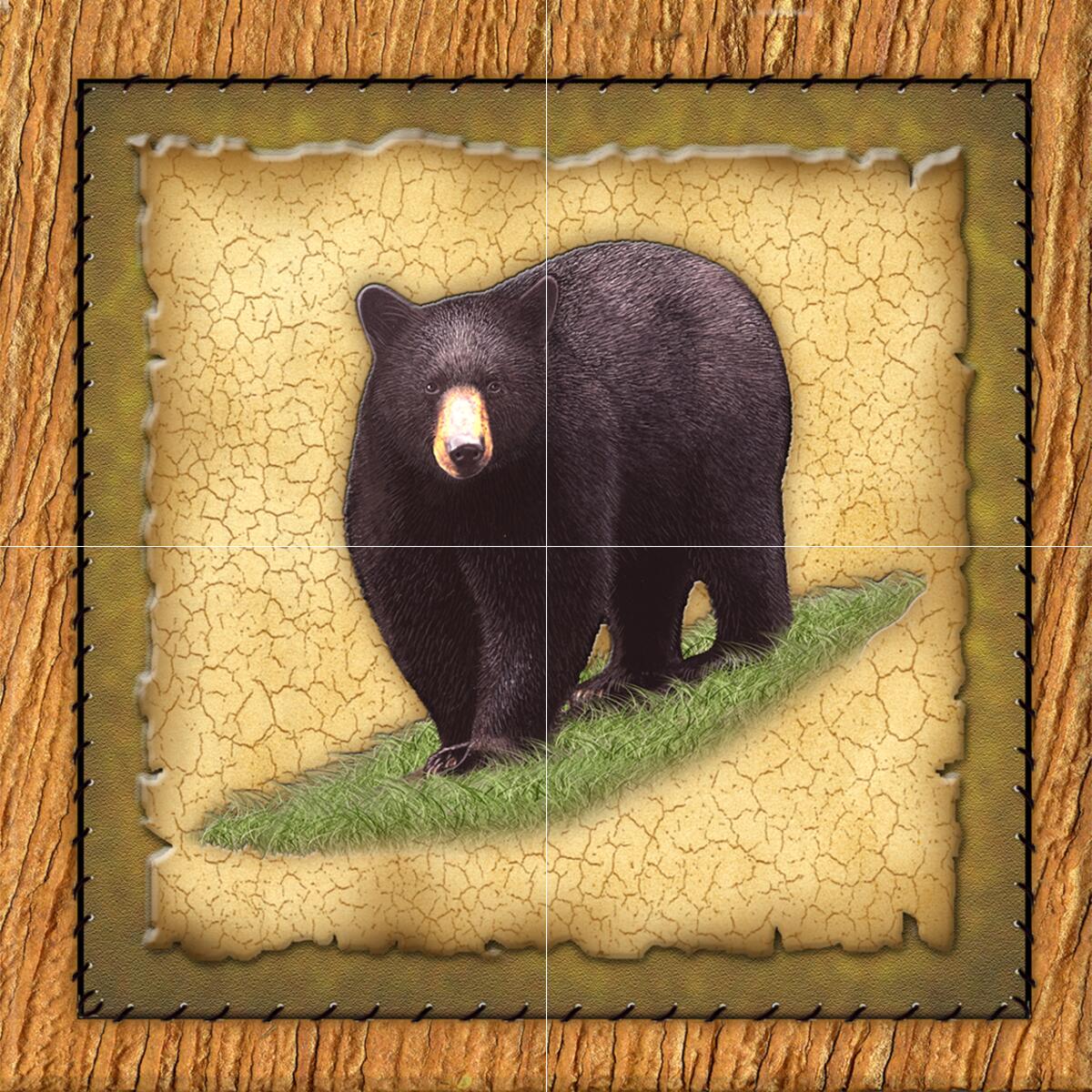 Ceramic Backsplash Tile Mural Bear Kitchen/Bathroom - Lodge Black Bear ...