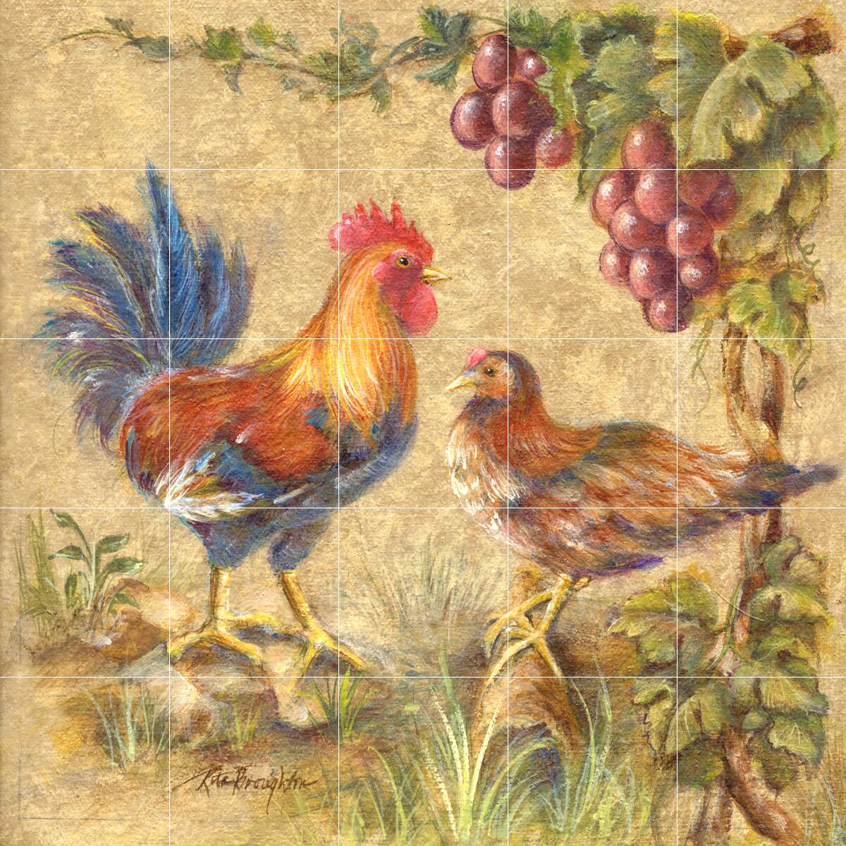 Ceramic Backsplash Tile Mural Rooster Hen Chicken Kitchen/Bathroom ...