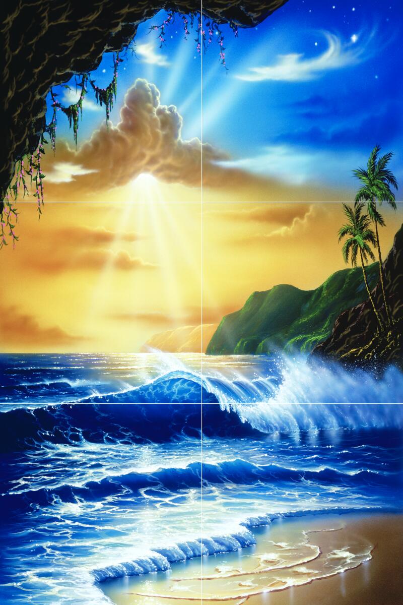 Ceramic Backsplash Tile Mural Beach Scene Seaside Ocean - Ocean ...