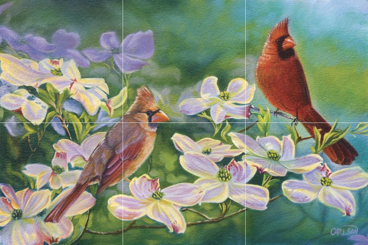Ceramic Backsplash Tile Mural Bird Kitchen/Bathroom - Cardinals of ...