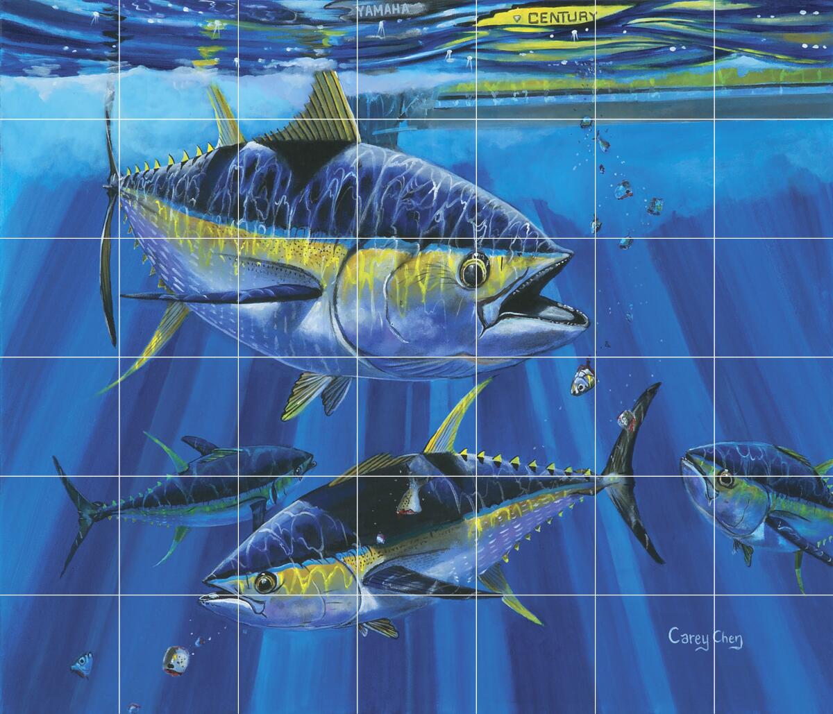Ceramic Backsplash Tile Mural Fishing Kitchen/Bathroom/Shower - Tuna ...