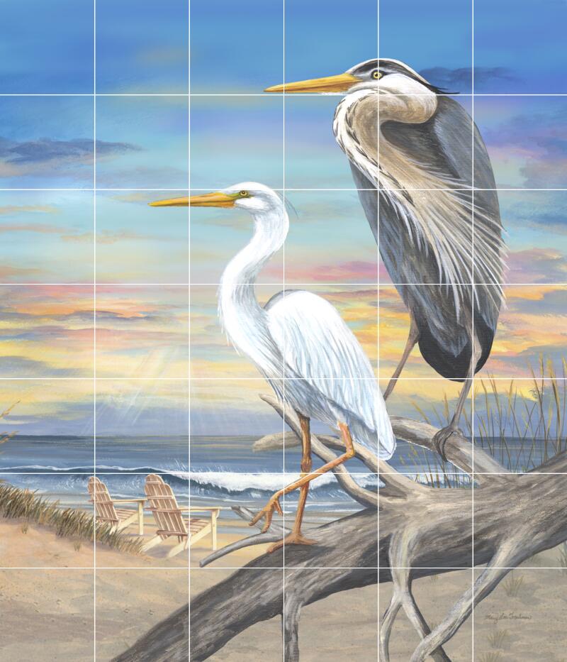 Ceramic Tile Mural Kitchen Backsplash - Coastal Herons-Birds Wildlife Animal Art | eBay