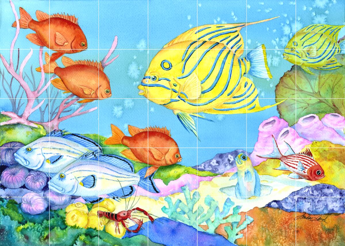 Ceramic Backsplash Tile Mural Fishing Saltwater Fish - Striped Angel ...