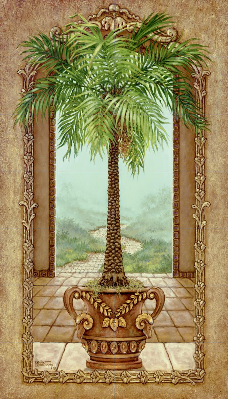 Ceramic Backsplash Tile Mural Floral Kitchen/Bathroom - Classical Palm ...