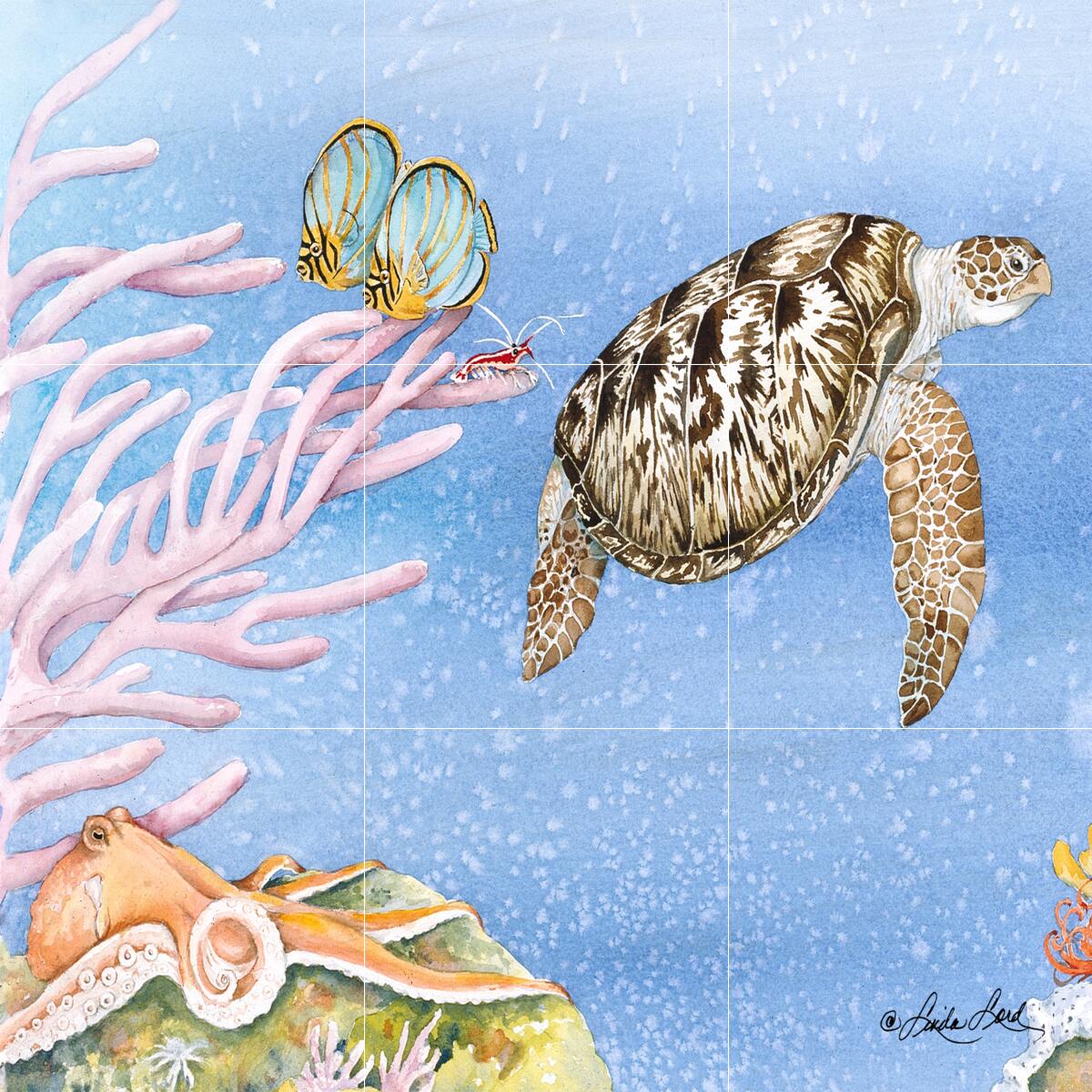 Ceramic Backsplash Tile Mural Sea Turtle Kitchen/Bathroom/Shower - Sea ...
