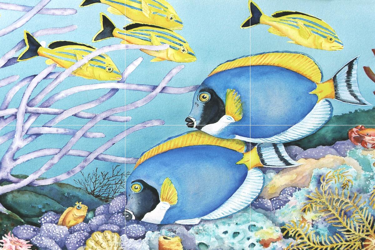 Ceramic Backsplash Tile Mural Fishing Kitchen/Bathroom/Shower - Blue ...