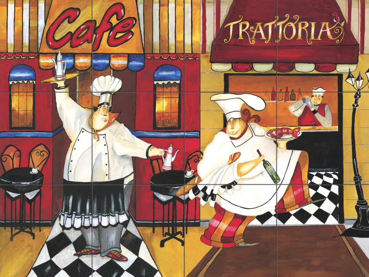 Ceramic Tile Mural Kitchen Backsplash - Platter Chefs-Cooking Chef ...