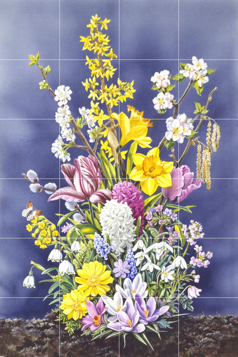 Ceramic Backsplash Tile Mural Floral Flower Kitchen/Bathroom - Spring ...