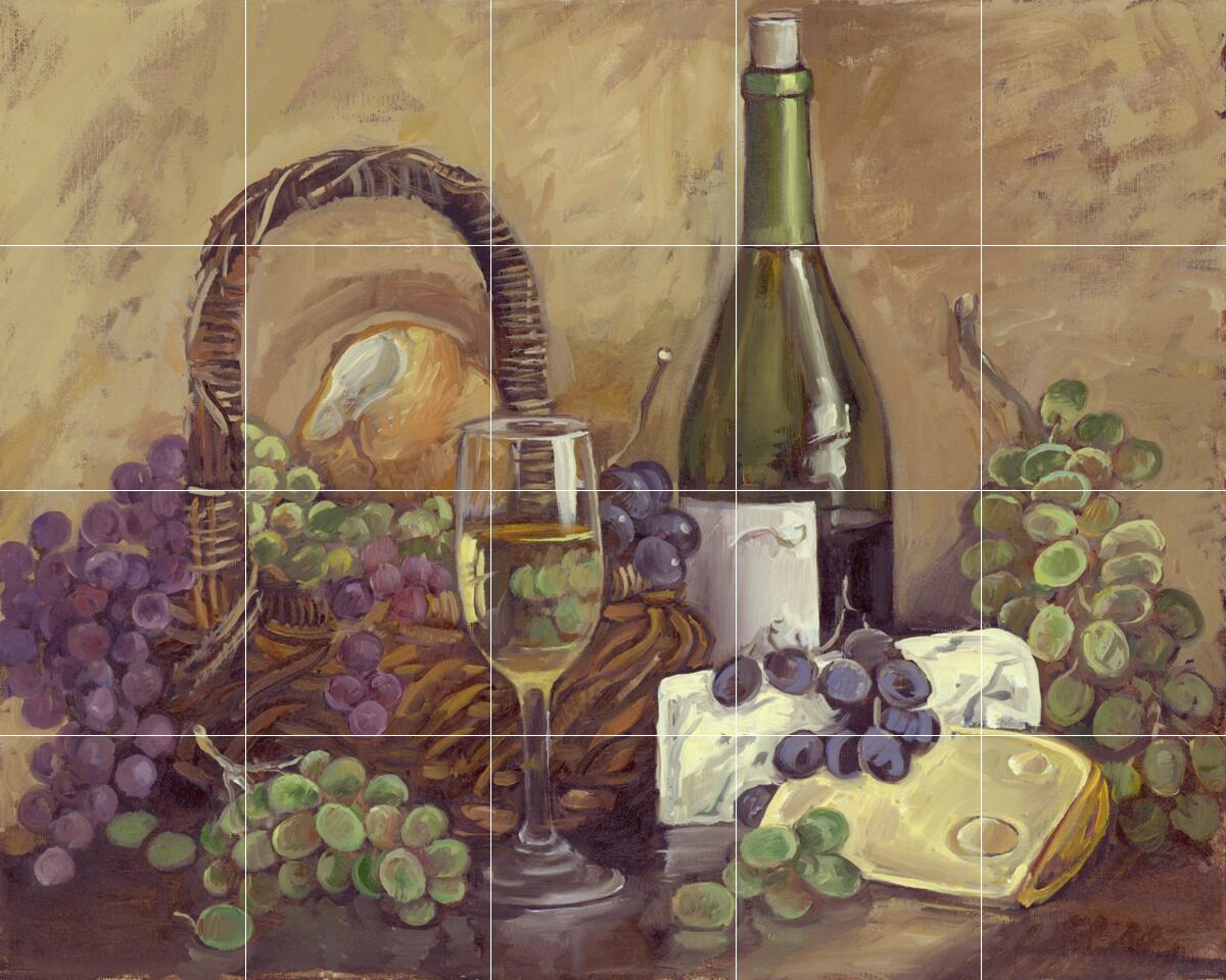 Ceramic Backsplash Tile Mural Wine Themed Kitchen - Basketfull of ...