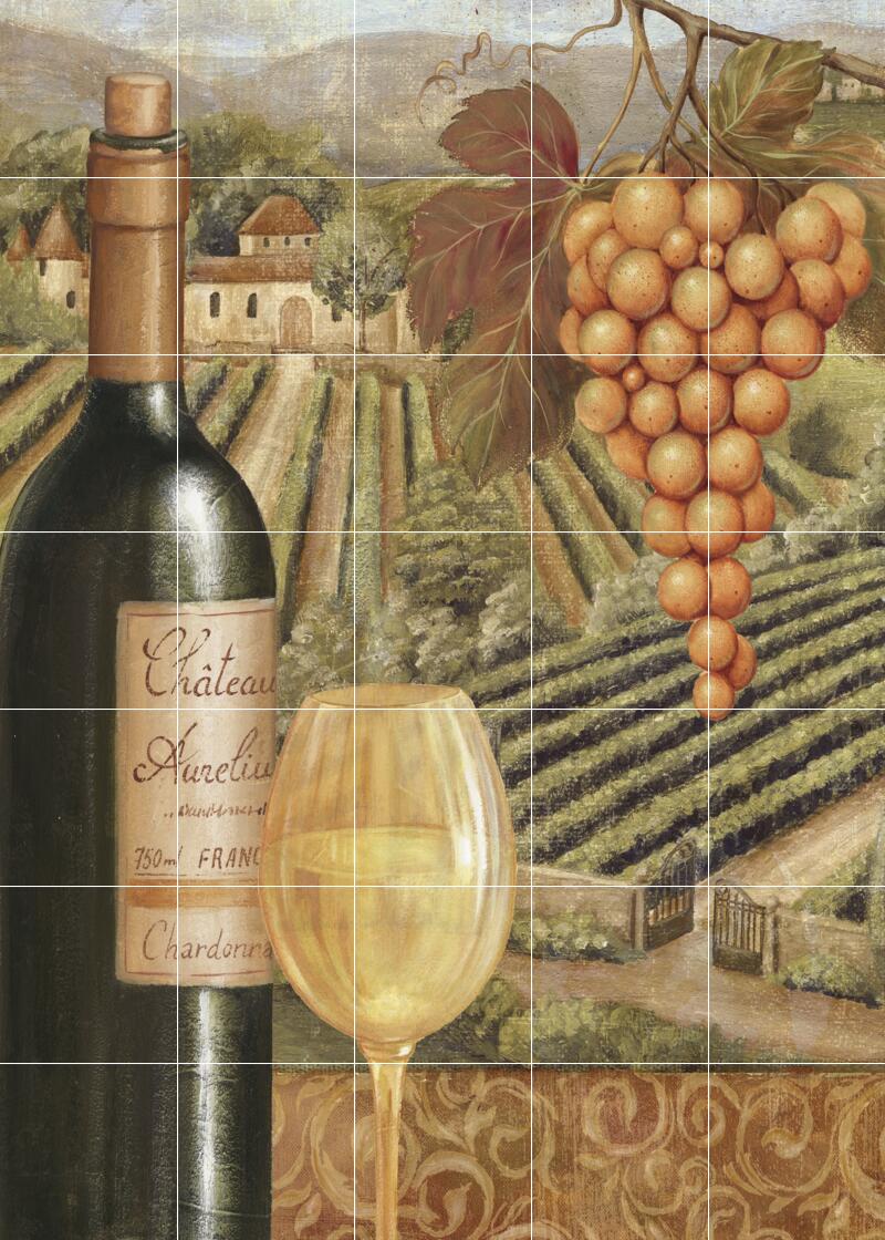 Ceramic Backsplash Tile Mural Wine Themed Kitchen - French Vineyard III ...