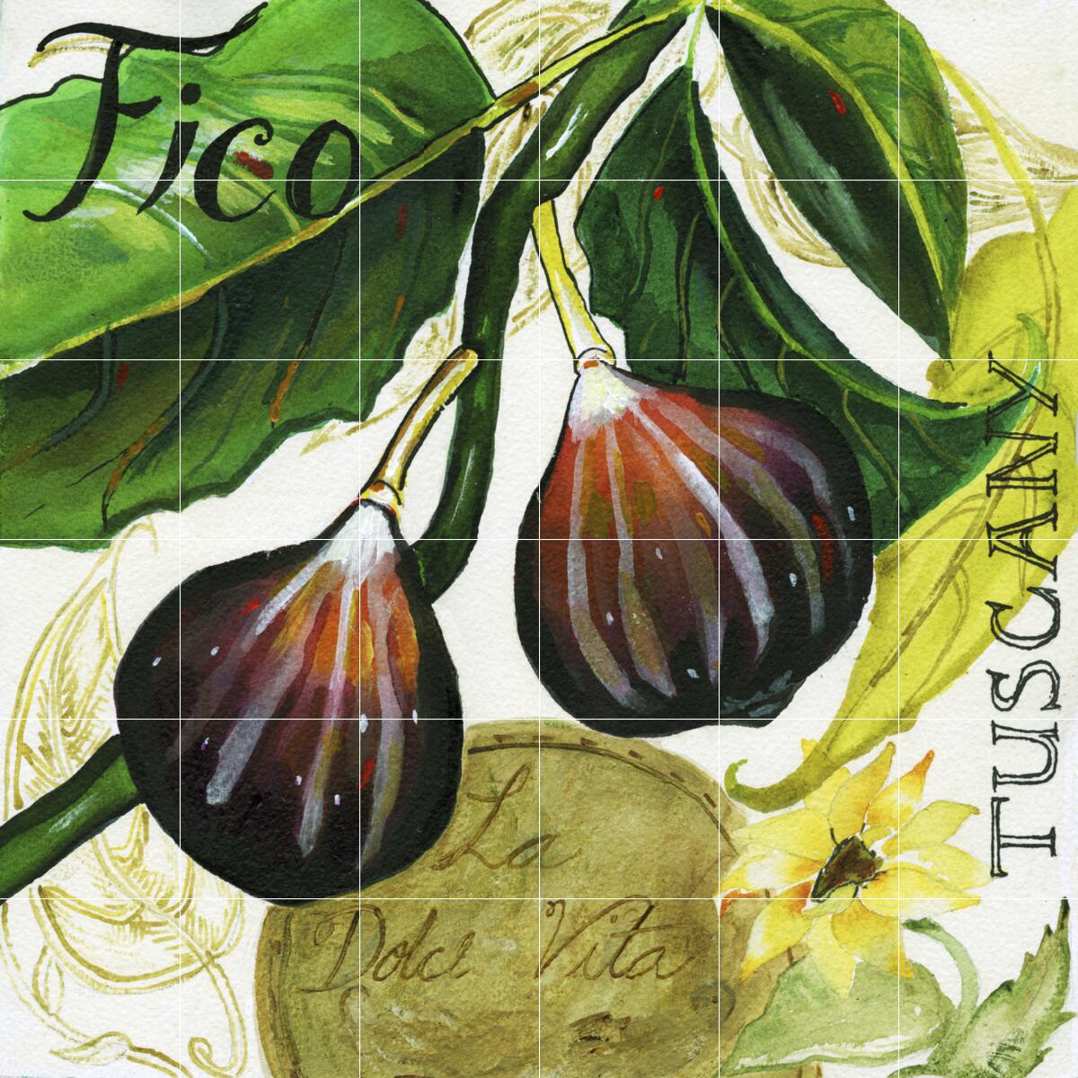 Ceramic Backsplash Tile Mural Fruit Kitchen/Bathroom - Figs - Jennifer ...