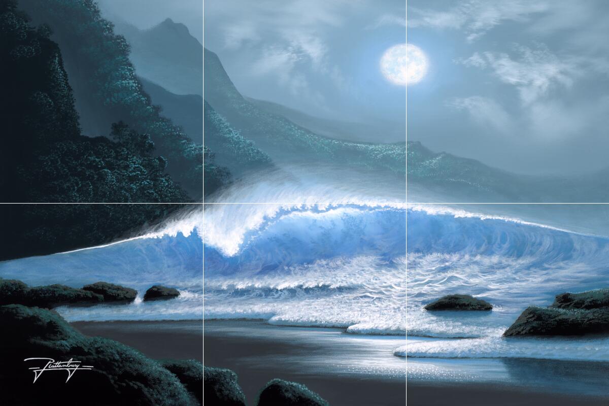 Ceramic Backsplash Tile Mural Beach Scene Seaside Ocean - Moonlight ...