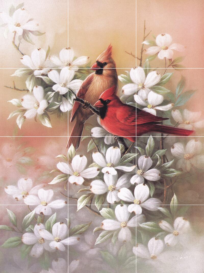 Ceramic Backsplash Tile Mural Bird Kitchen/Bathroom - Cardinals and ...