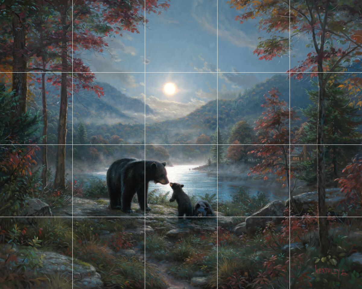 Ceramic Tile Mural Kitchen Backsplash - Bedtime Kisses - Bear Animal ...
