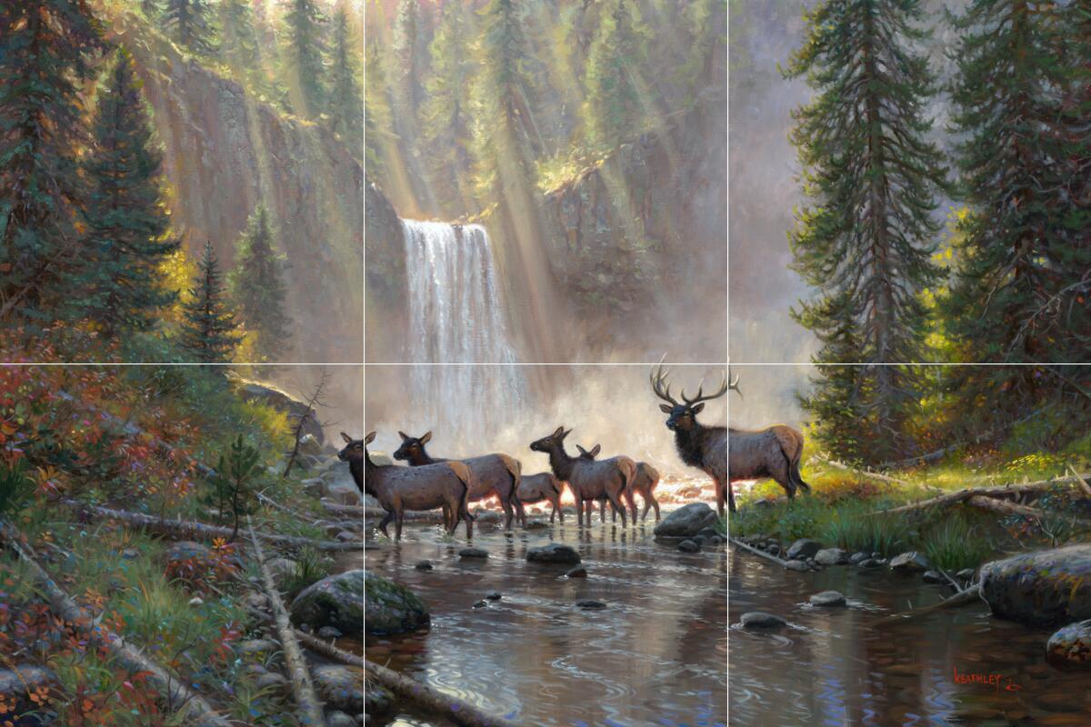 Ceramic Backsplash Tile Mural Deer Elk Kitchen/Bathroom - Streams of ...