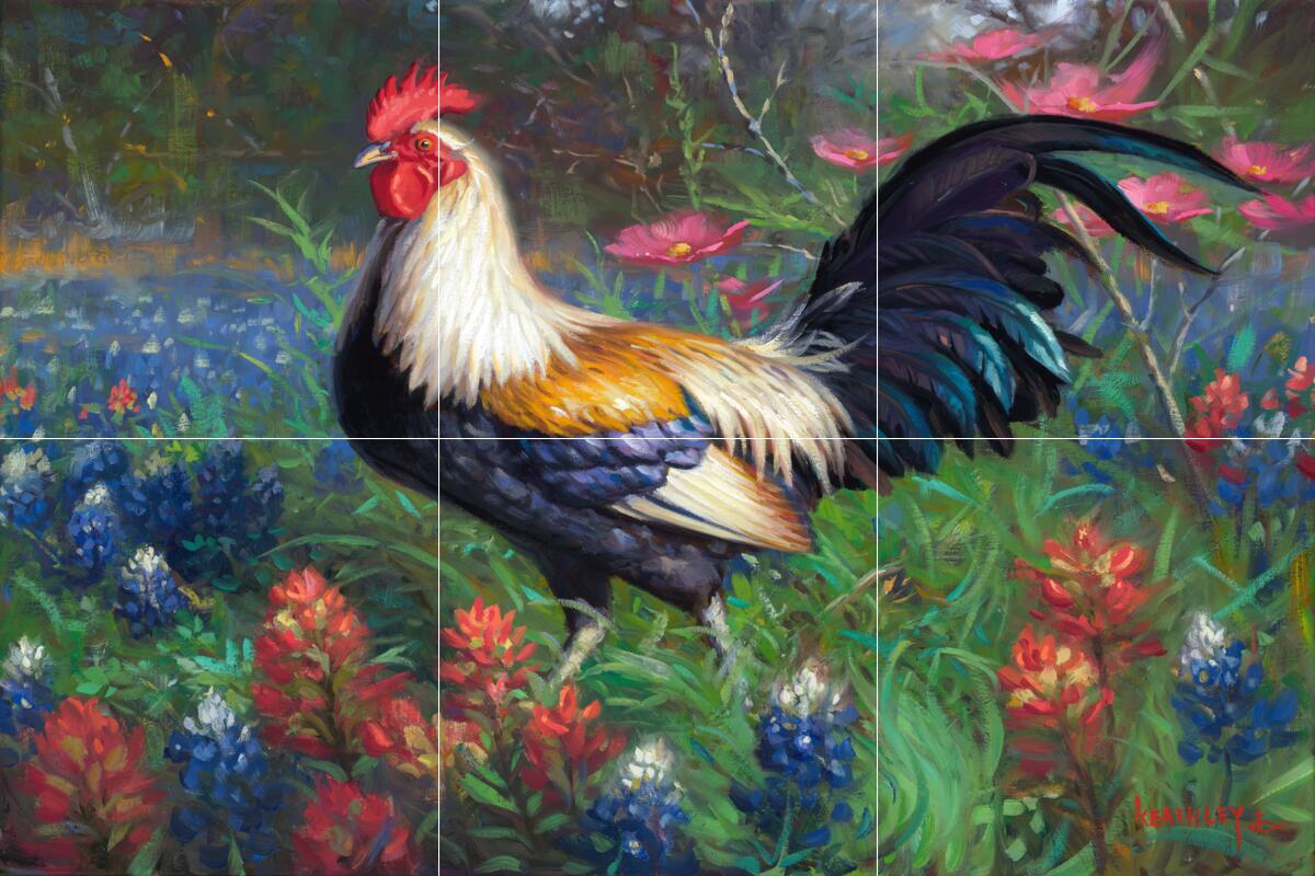 Ceramic Tile Mural Kitchen Backsplash - Rooster 2 - Rooster Farm ...