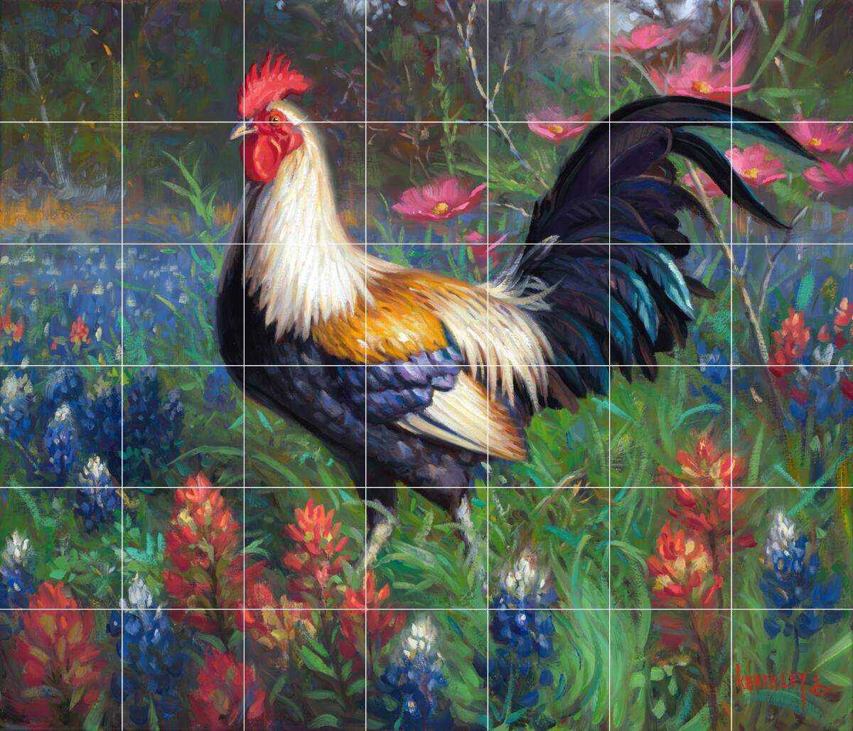 Ceramic Tile Mural Kitchen Backsplash - Rooster 2 - Rooster Farm ...