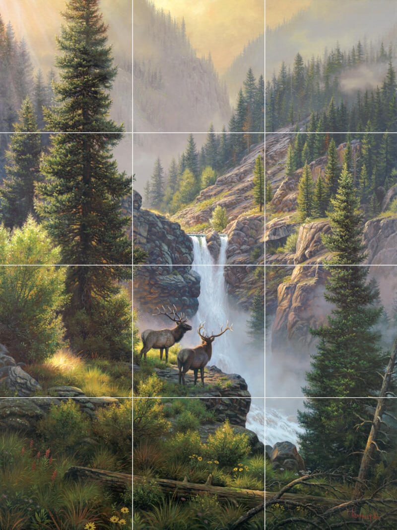 Ceramic Backsplash Tile Mural Deer Elk Kitchen/Bathroom - Rivals in the ...