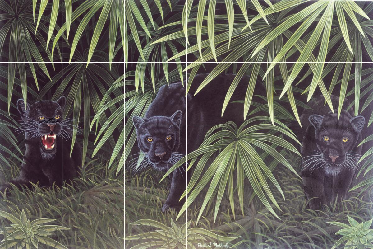 Ceramic Backsplash Tile Mural Big Cat Kitchen/Bathroom - Mystical ...