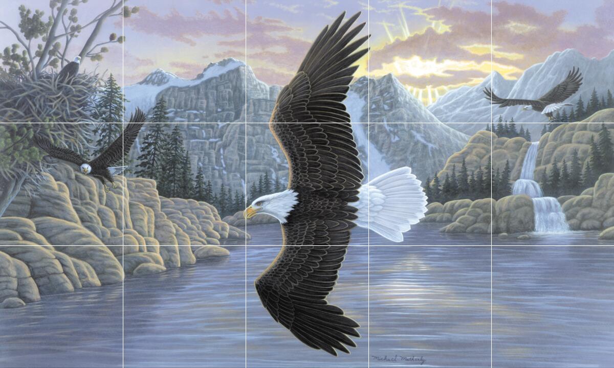 Ceramic Backsplash Tile Mural Bird Of Prey Kitchen/Bathroom - Soaring ...
