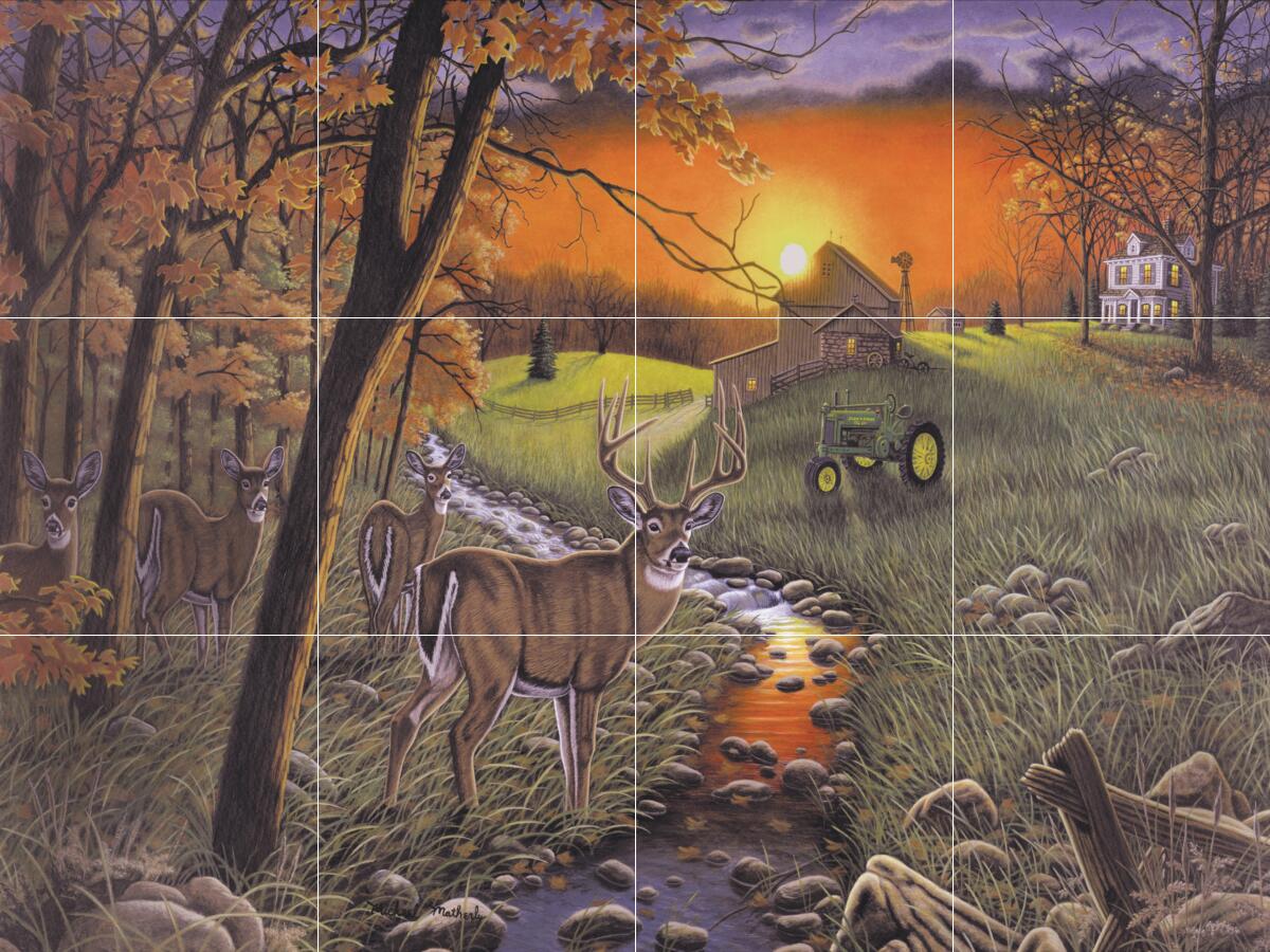 Ceramic Backsplash Tile Mural Deer Elk Wildlife Kitchen/Bathroom ...