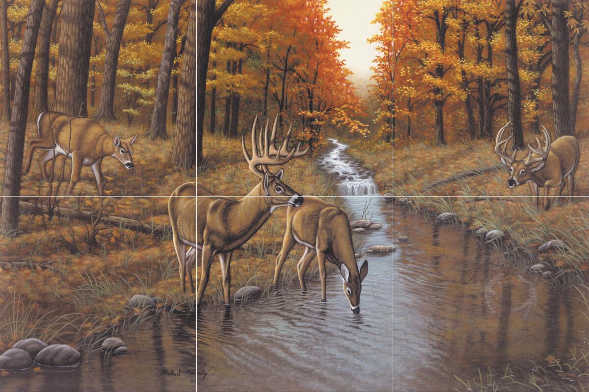 Ceramic Backsplash Tile Mural Deer Elk Wildlife Kitchen/Bathroom ...