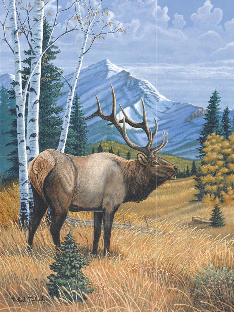 Ceramic Backsplash Tile Mural Deer Elk Wildlife Kitchen/Bathroom ...