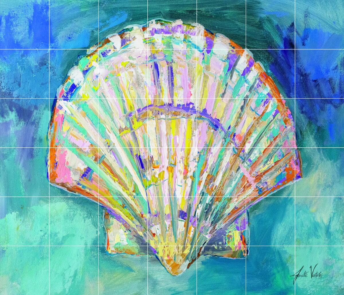 Ceramic Backsplash Tile Mural Sea Shell Themed - Scallop Shell | eBay