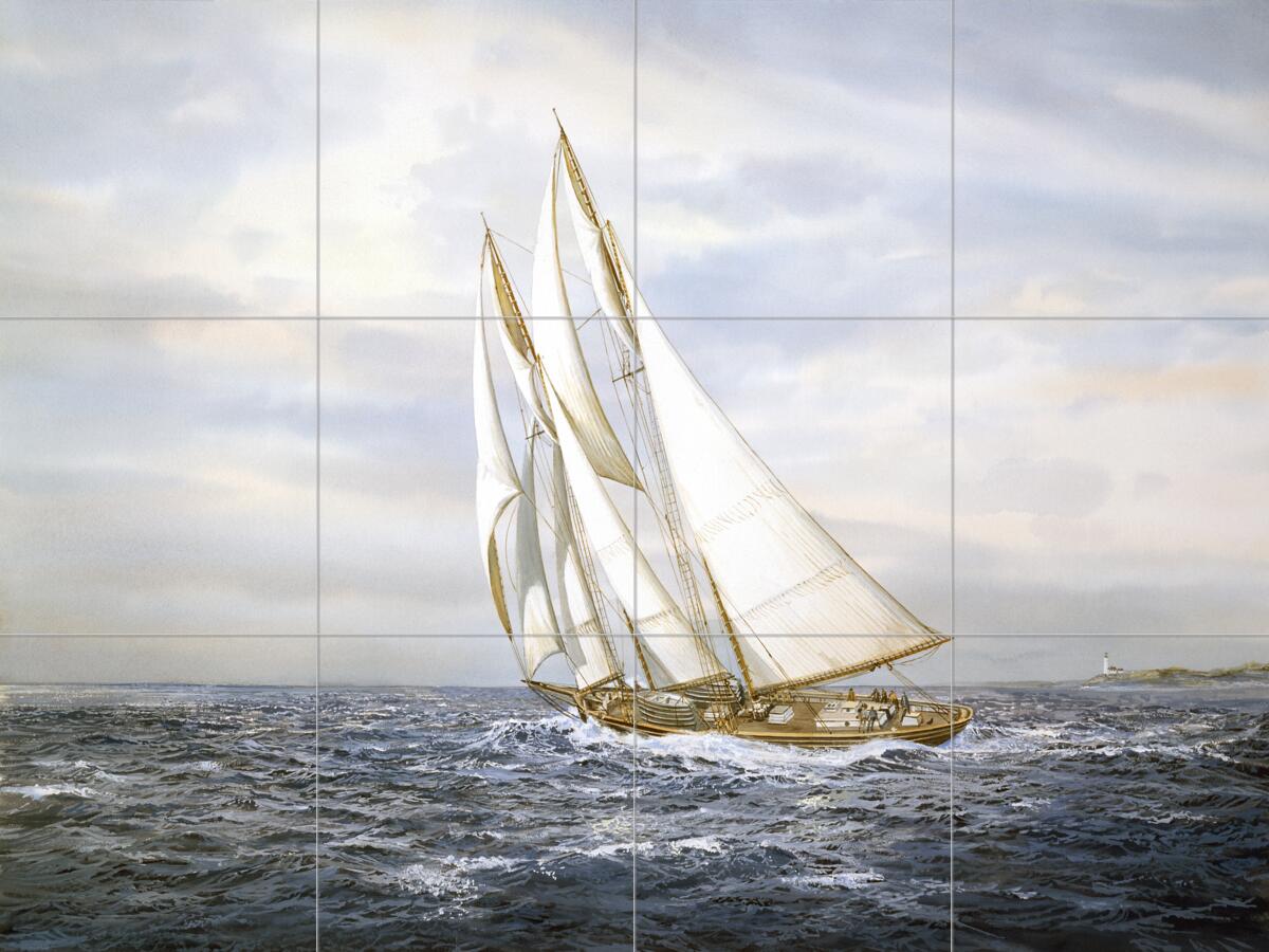 Ceramic Tile Mural Bathroom Backsplash - Going Fishing - Sailing Ship ...