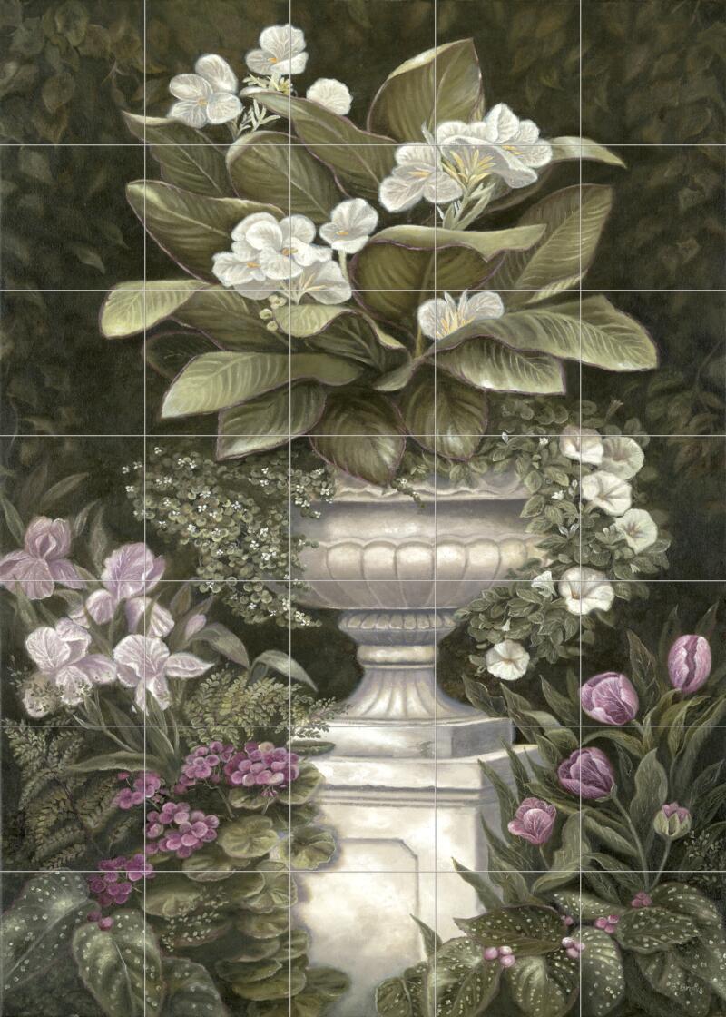 Ceramic Backsplash Tile Mural Floral Kitchen/Bathroom - Cannas - Betsy ...