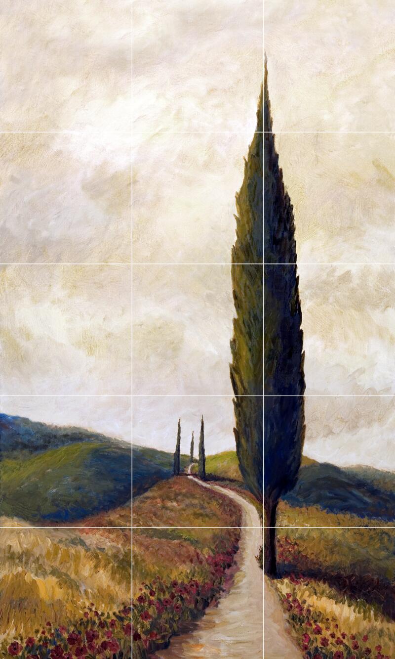 Ceramic Backsplash Tile Mural Garden Landscape - Afternoon in Tuscany I ...