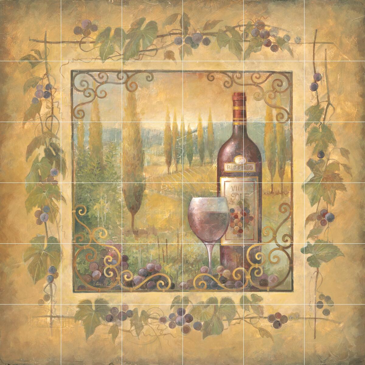 Ceramic Backsplash Tile Mural Wine Themed Kitchen - Villa Sole | eBay