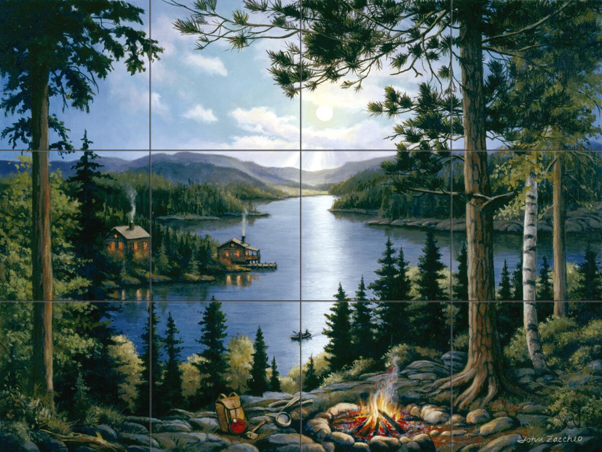 Ceramic Tile Mural Kitchen Backsplash - Cabin in the Woods - Woodland ...