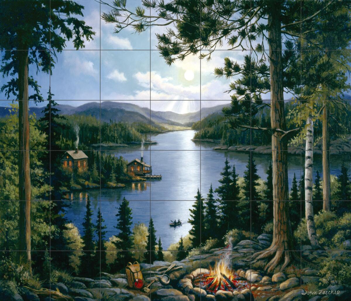 Ceramic Tile Mural Kitchen Backsplash - Cabin in the Woods - Woodland ...