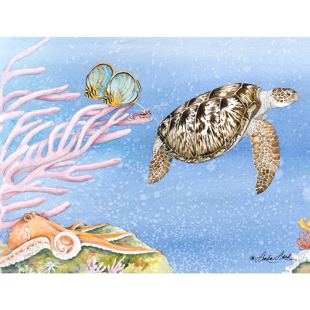 Sea Turtles/Rays on tile-Sea Turtle II-Tile Mural