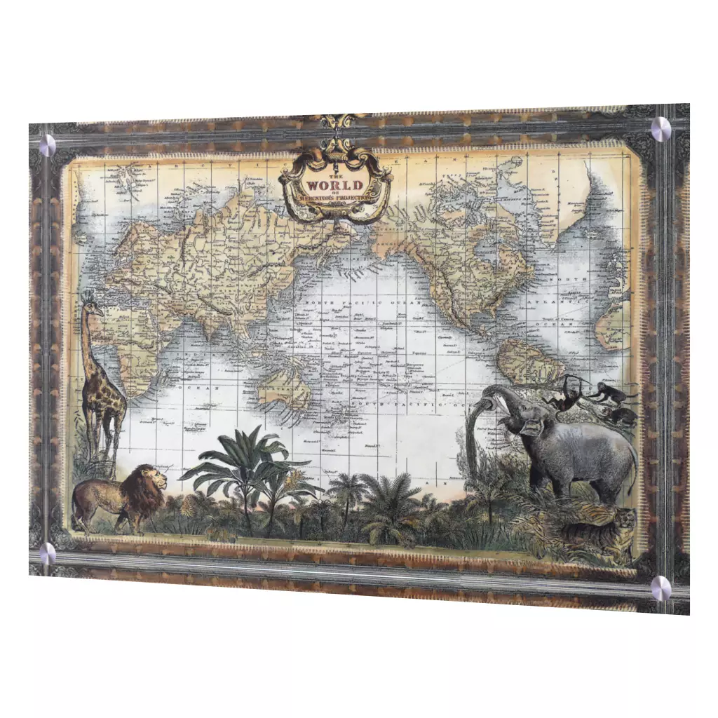 Decorative map glass tiles-World Map-Art Glass Backsplash