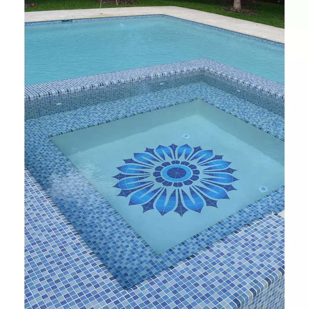 Turquoise Cobalt Blue Blend 1" x 1", GC82323B3, Swimming Pool Glass ...