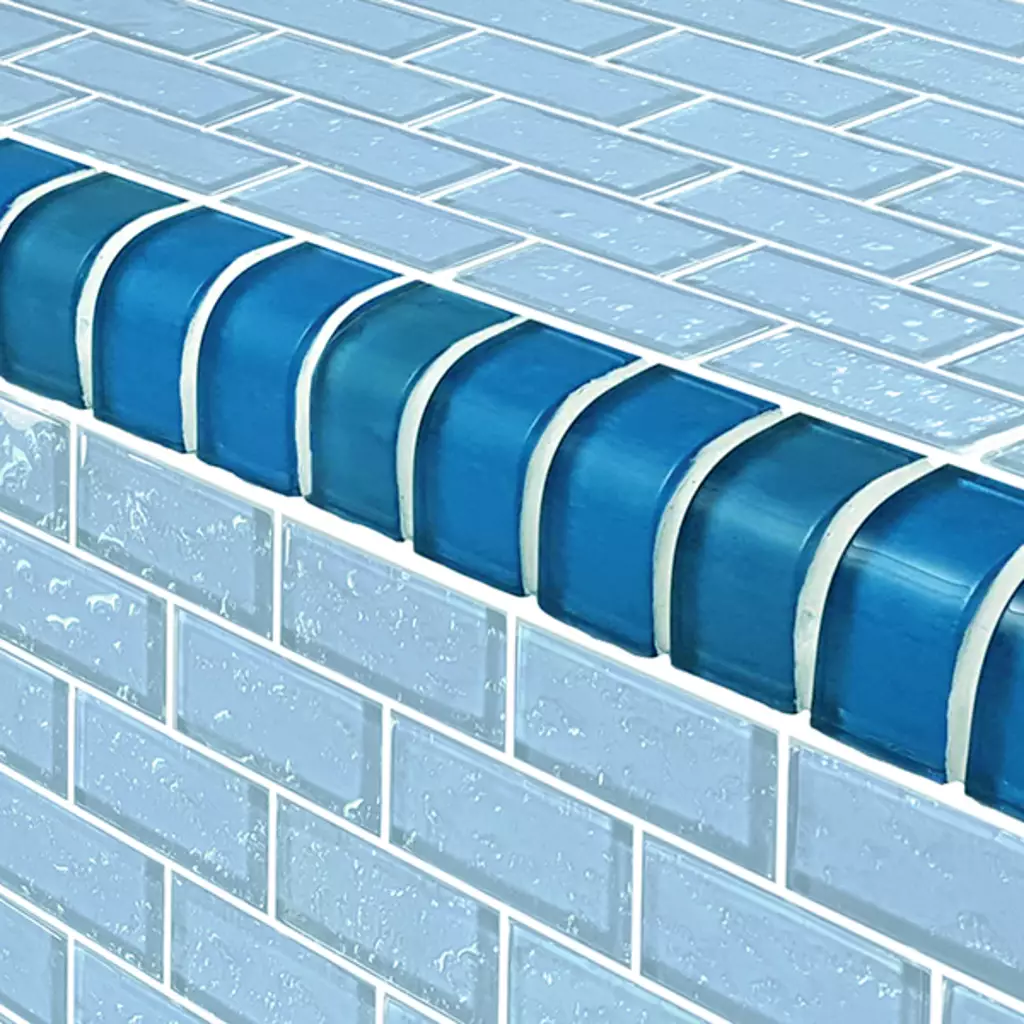 Blue Trim 1" x 2", TRIM-GG82348B17, Swimming Pool Glass Tile Blends