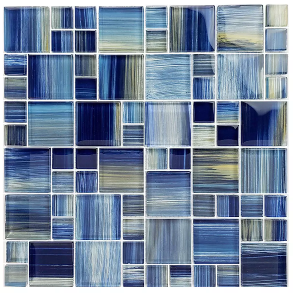 Blue Mix "mixed", GW8M2348B10, Swimming Pool Glass Tile Blends