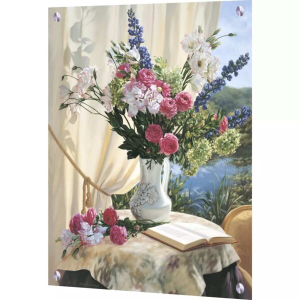 Flowers on glass tile-Lilies of the Field-Art Glass Backsplash