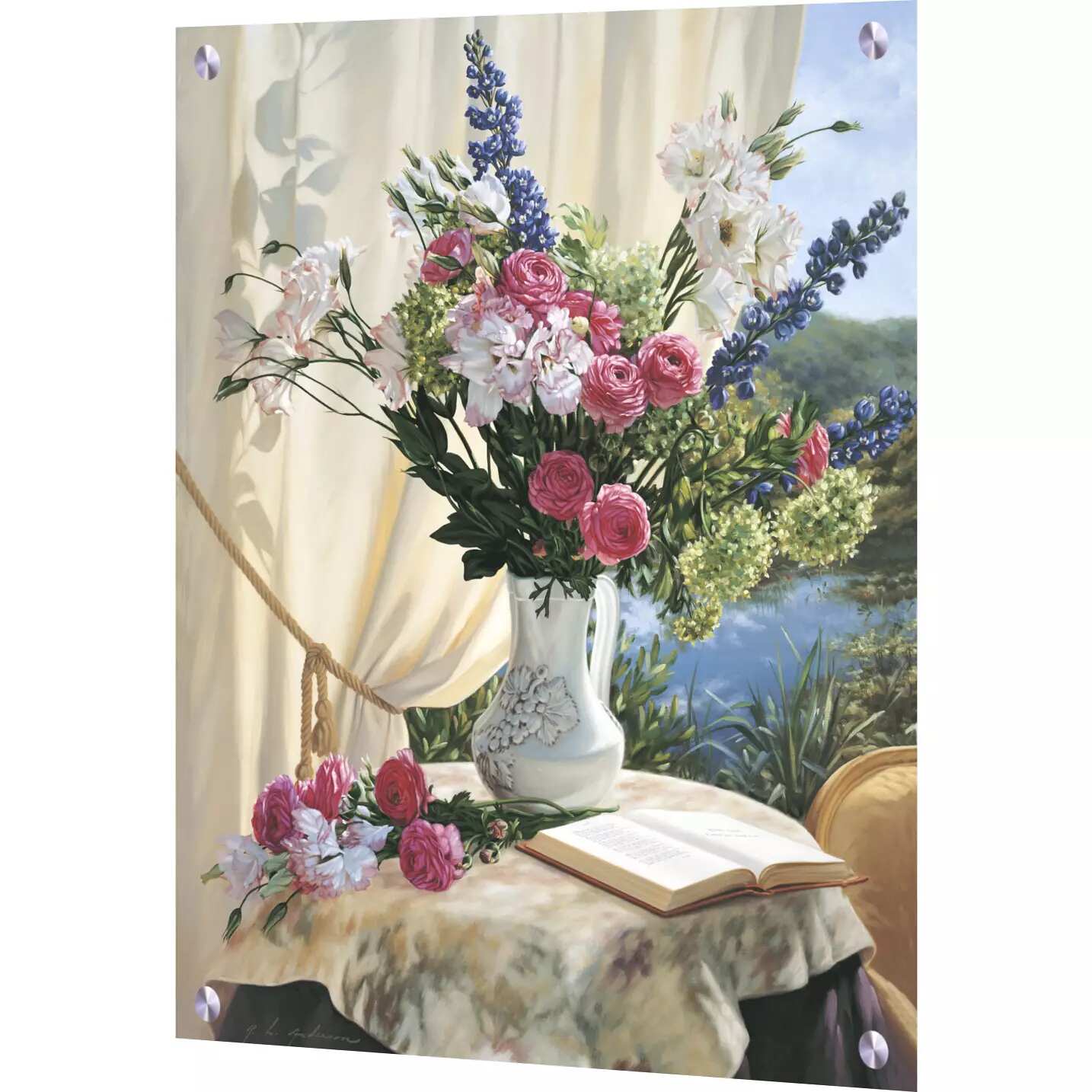 Flowers on glass tile-Lilies of the Field-Art Glass Backsplash